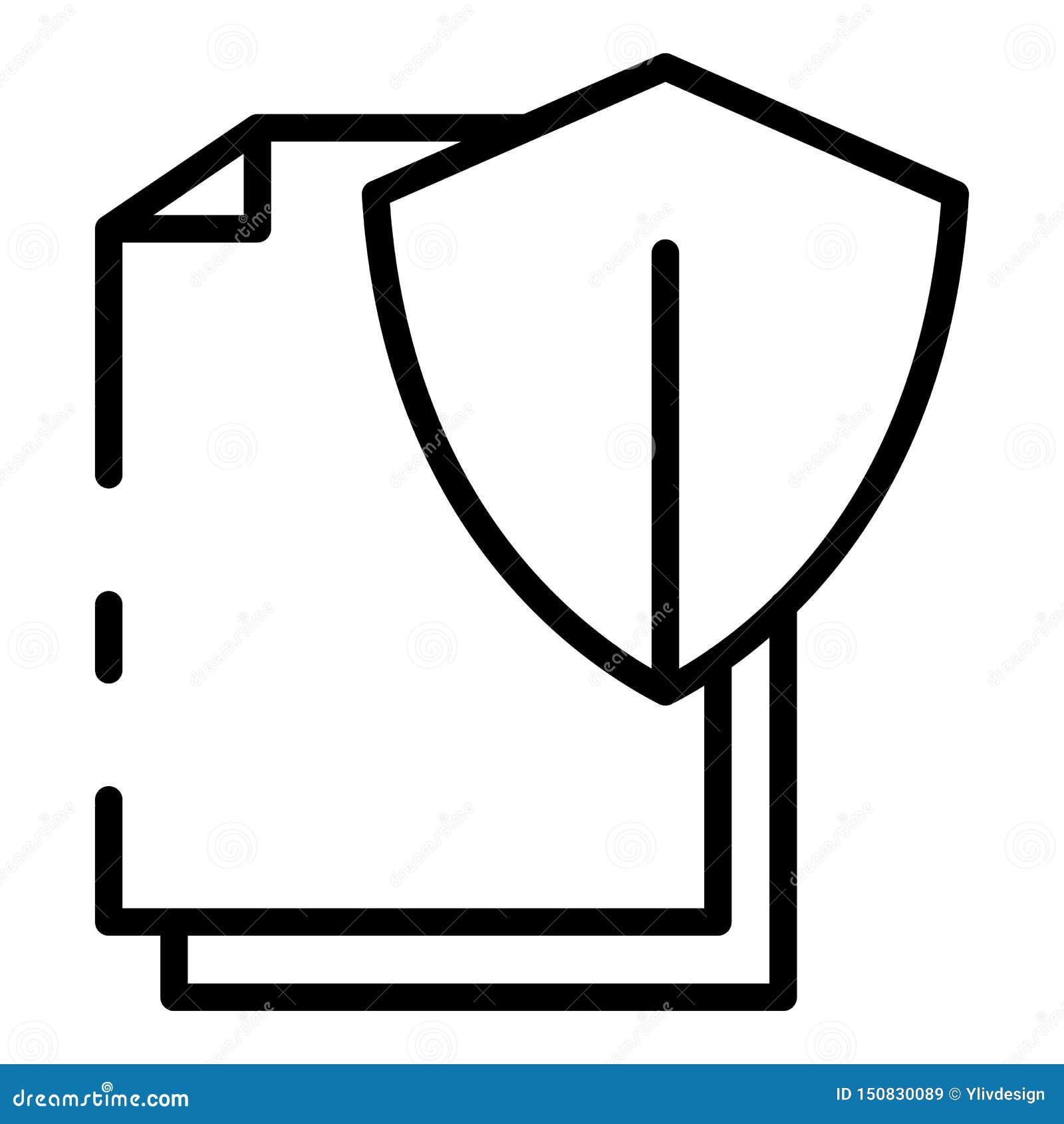 Protected Shield Document Icon, Outline Style Stock Vector ...