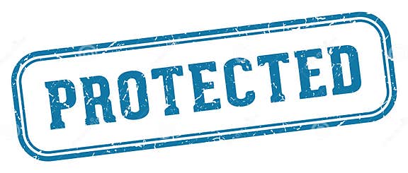 Protected Stamp. Protected Rectangular Stamp on White Background Stock ...