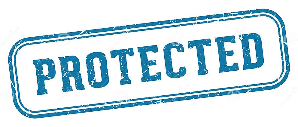 Protected Stamp. Protected Rectangular Stamp on White Background Stock ...