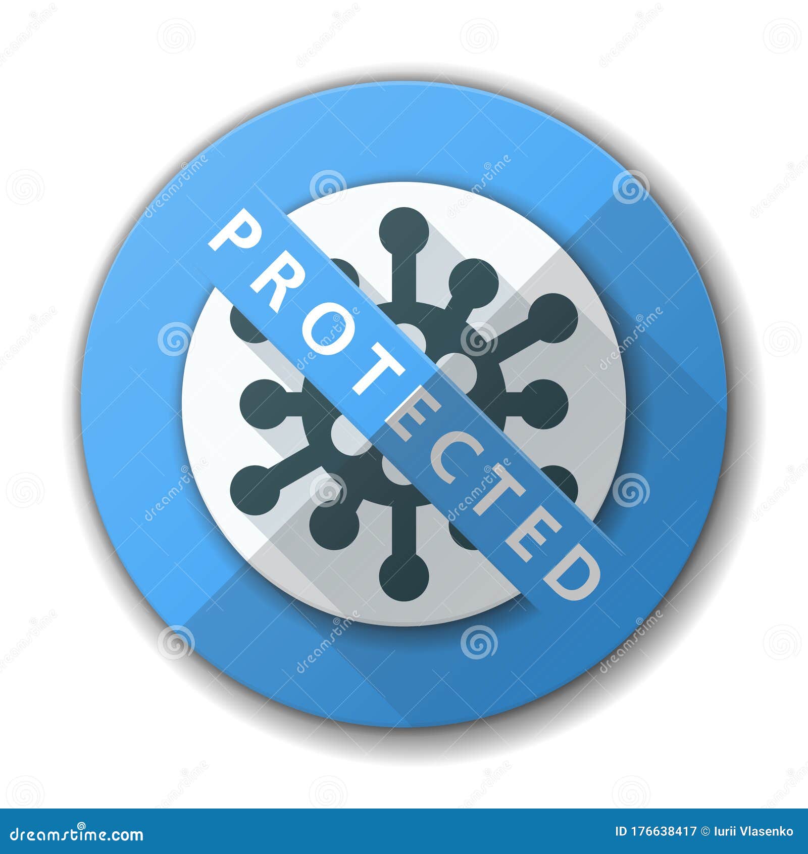 Protected Stop Virus Vector Sign Label Illustration Stock Illustration ...