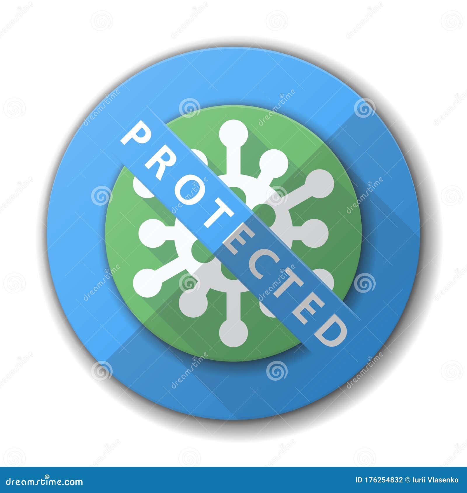 Protected Stop Virus Vector Sign Label Illustration Stock Illustration ...