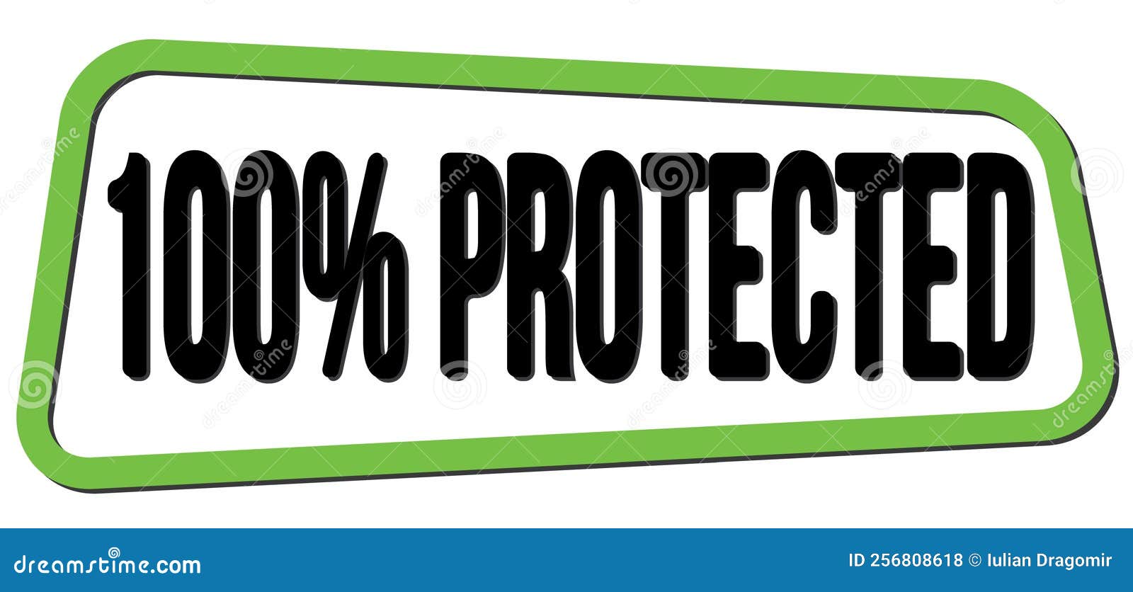 100 PROTECTED Text on Green-black Trapeze Stamp Sign Stock Illustration ...