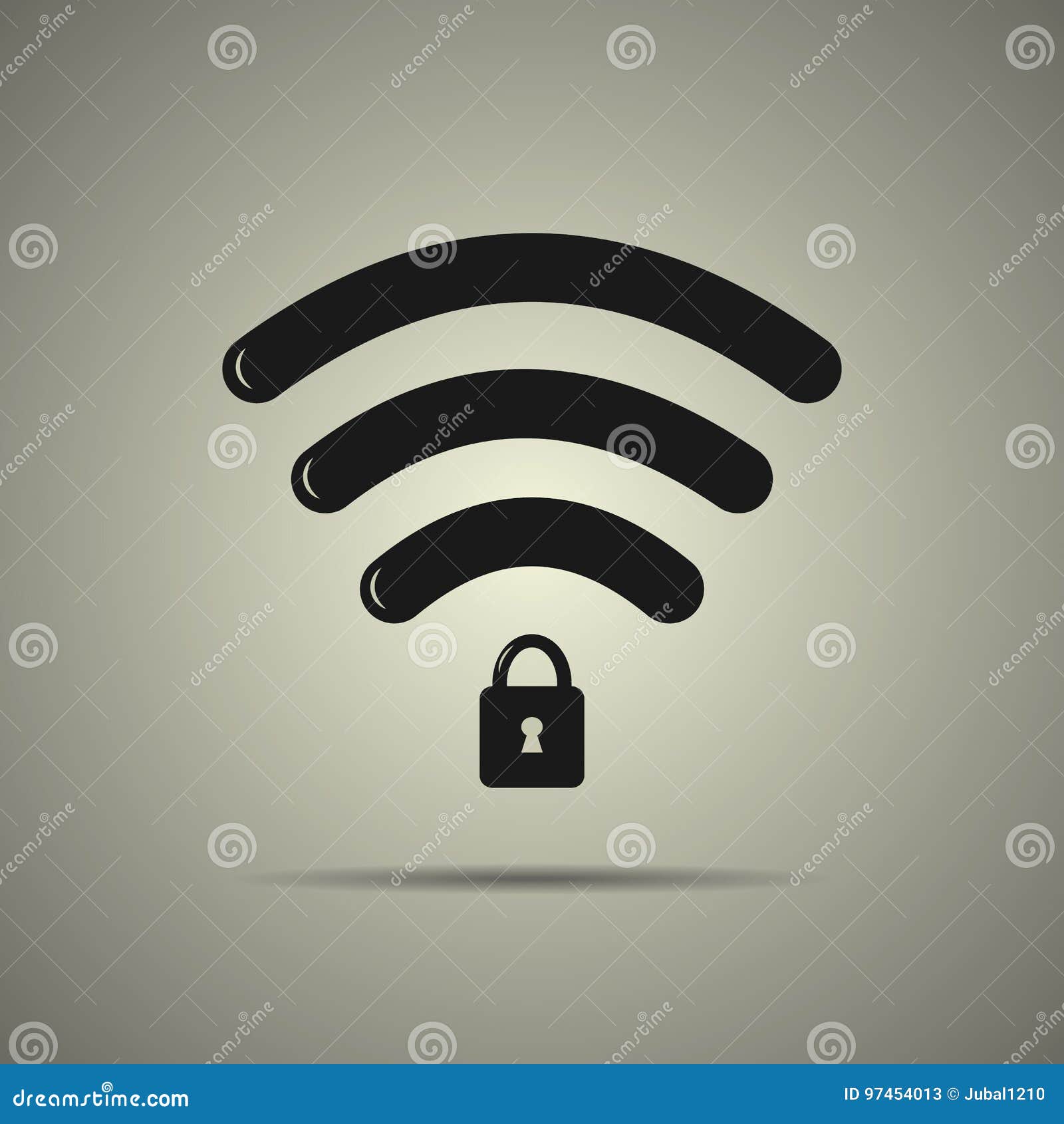 Protected wi-fi icon stock vector. Illustration of icon - 97454013