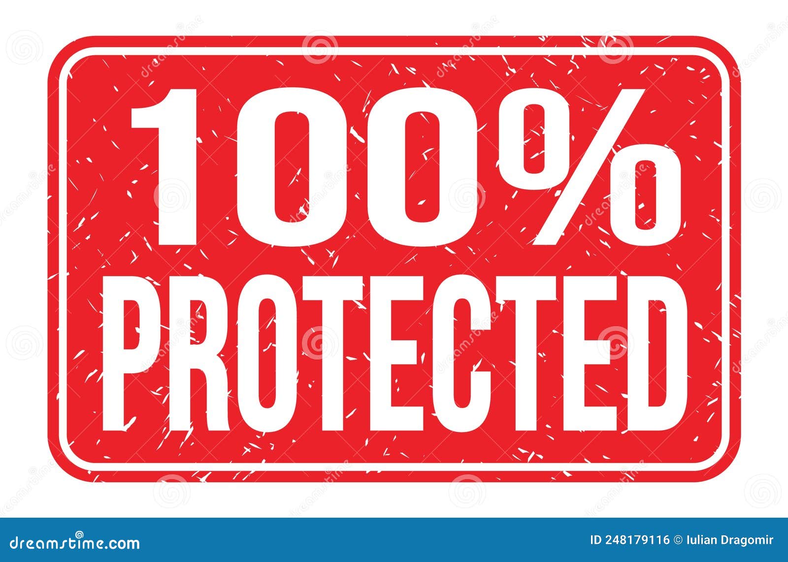 100 PROTECTED, Words on Red Rectangle Stamp Sign Stock Illustration ...