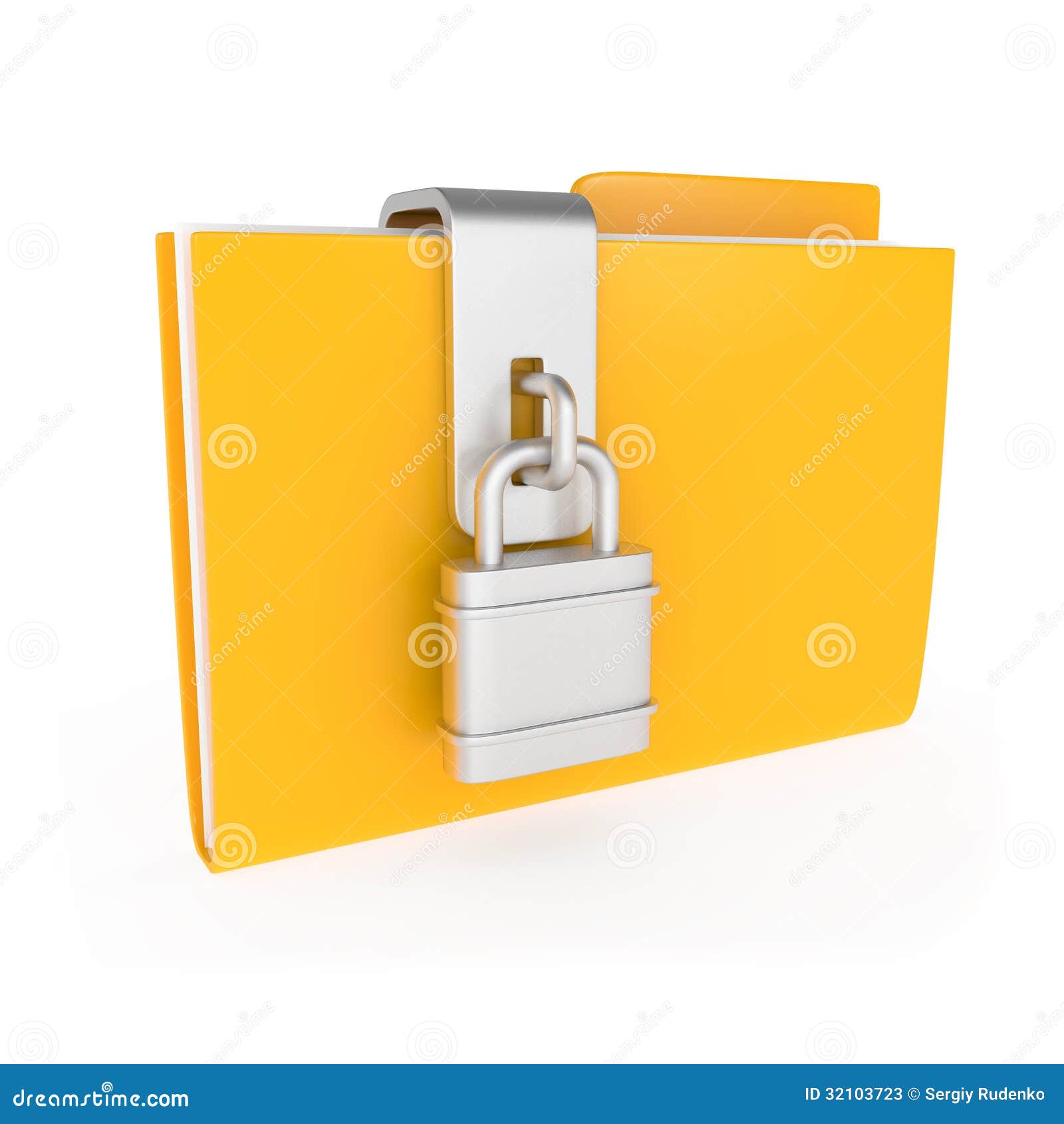 Protected Yellow Folder with Lock on White Stock Illustration ...