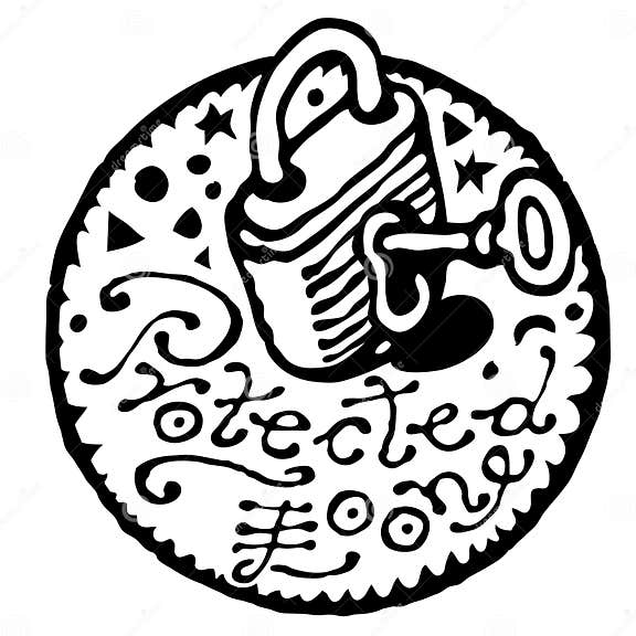 Protected zone stock vector. Illustration of calligraphy - 7414467