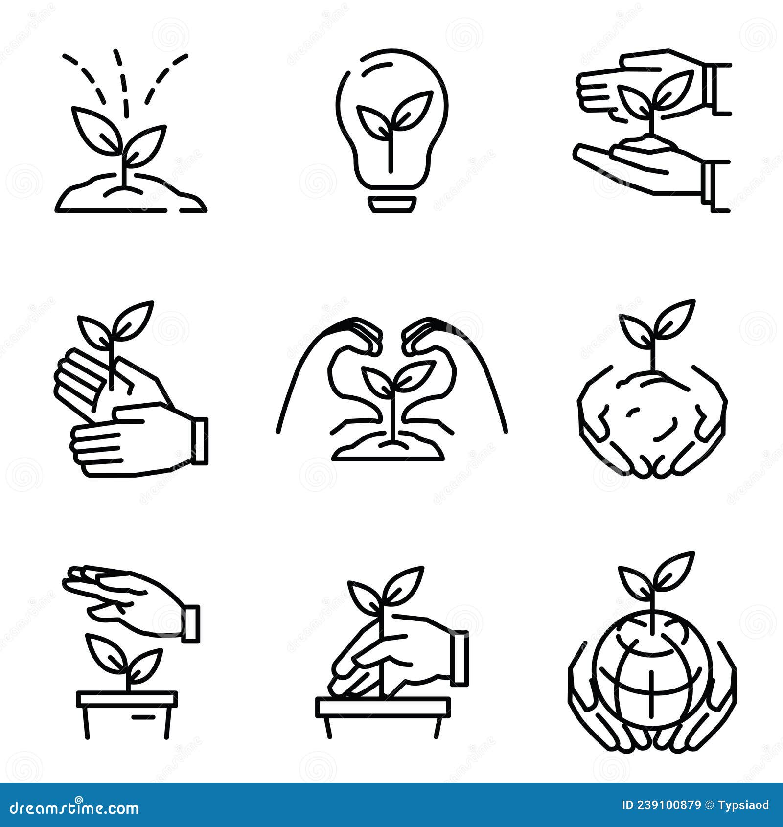 Protecting and Caring for Trees and the Environment Icon Set Stock ...