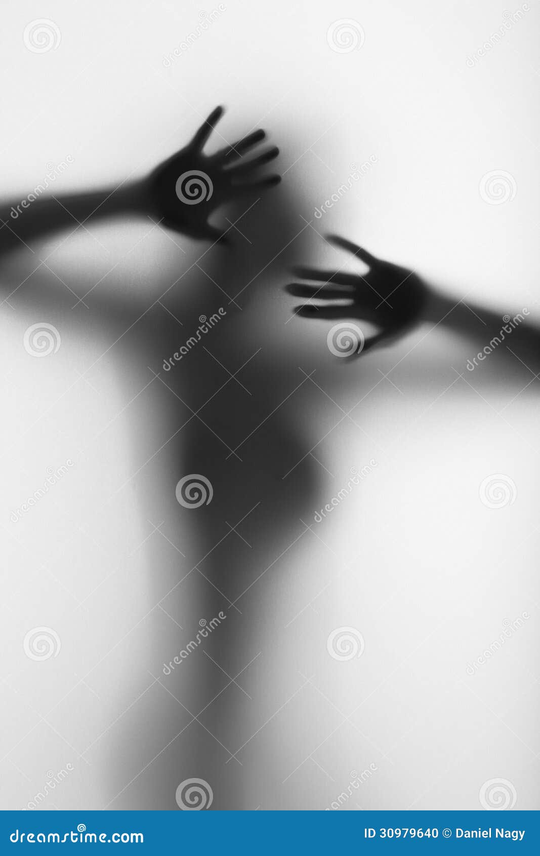 Diffuse Silhouette Of A Human Body, Sharp Hand And Finger Shadow. Stock ...