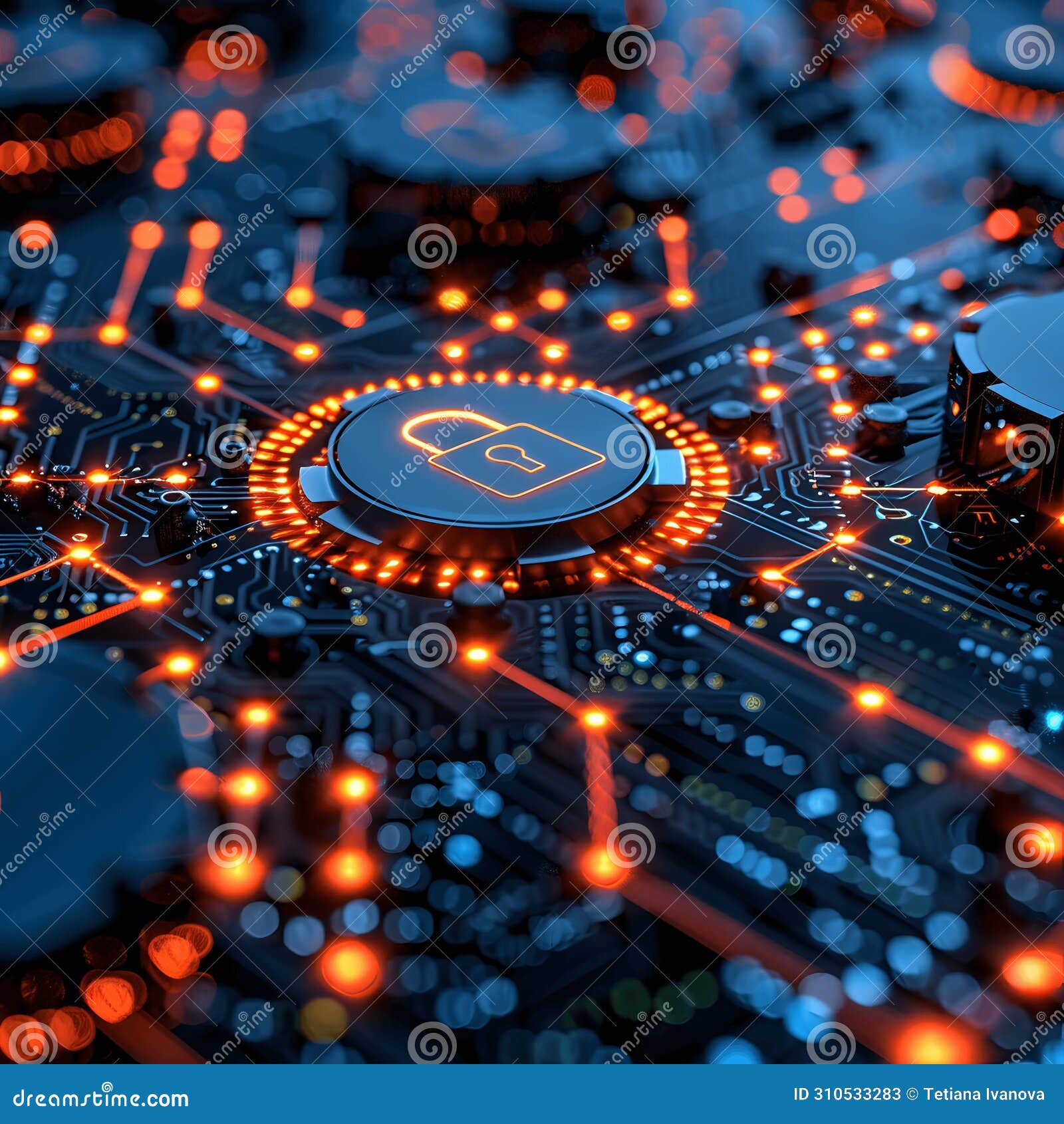 Protecting Digital Frontiers with Encrypted Locks. Stock Illustration ...