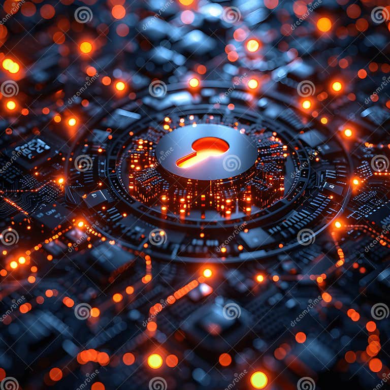 Protecting Digital Realms with Cyber Locks. Stock Illustration ...