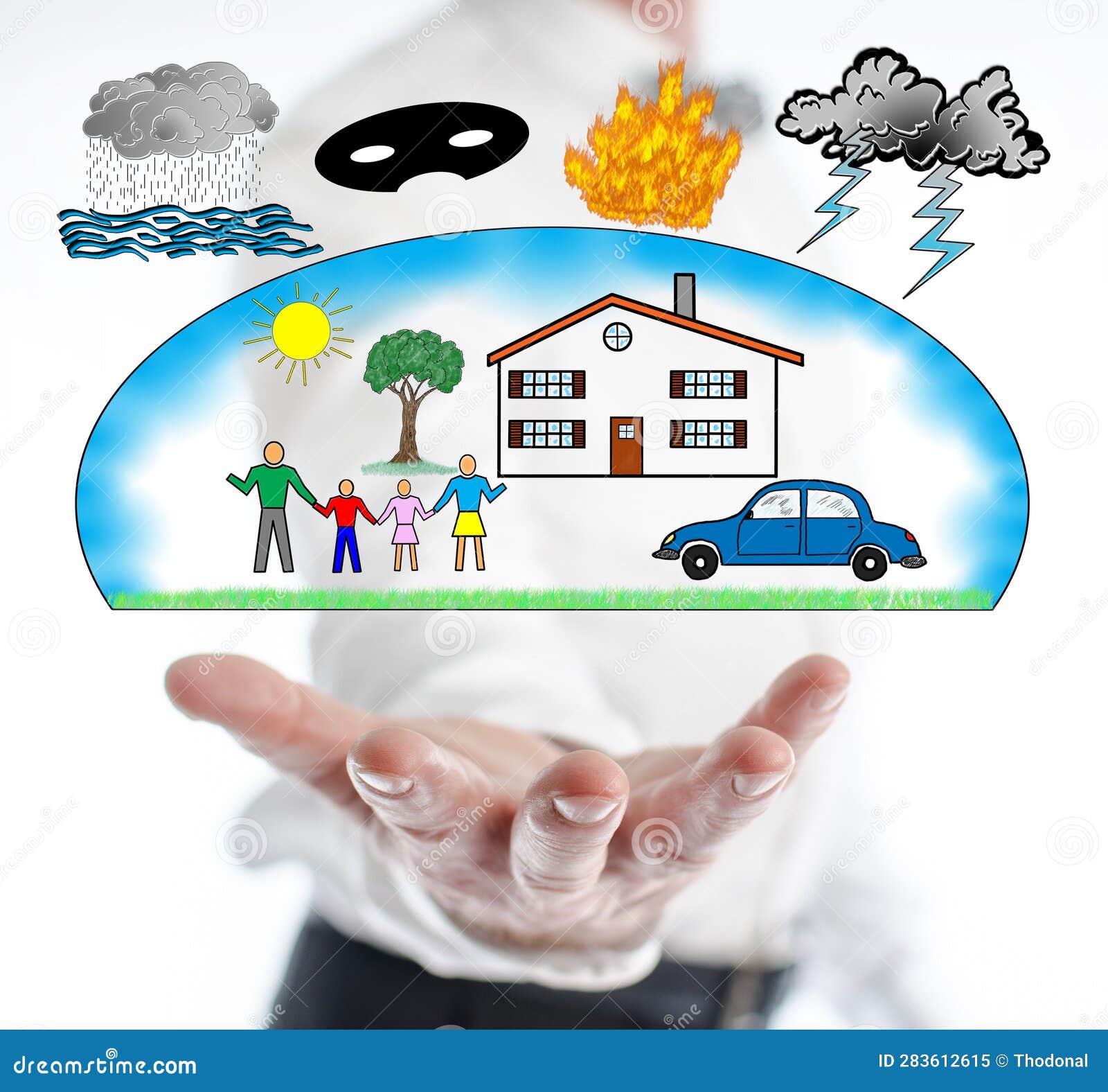 Protection Against Damage Concept Levitating Above a Hand Stock ...