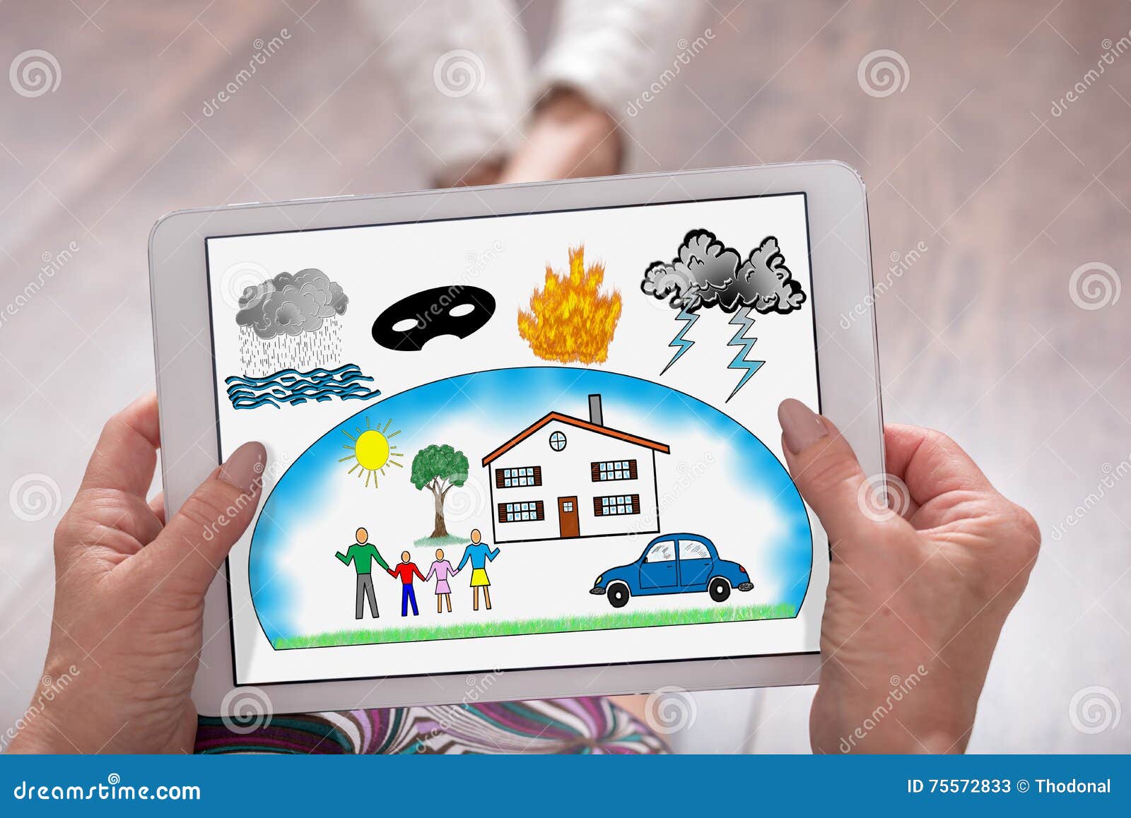 Protection Against Damage Concept on a Tablet Stock Image - Image of ...
