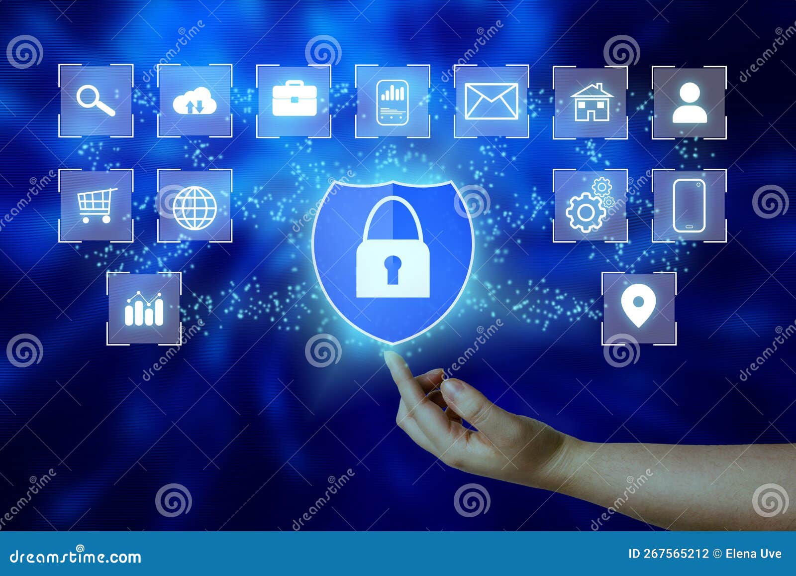 Protection Against Dangers Concept with Blocked Shield and Virtual ...