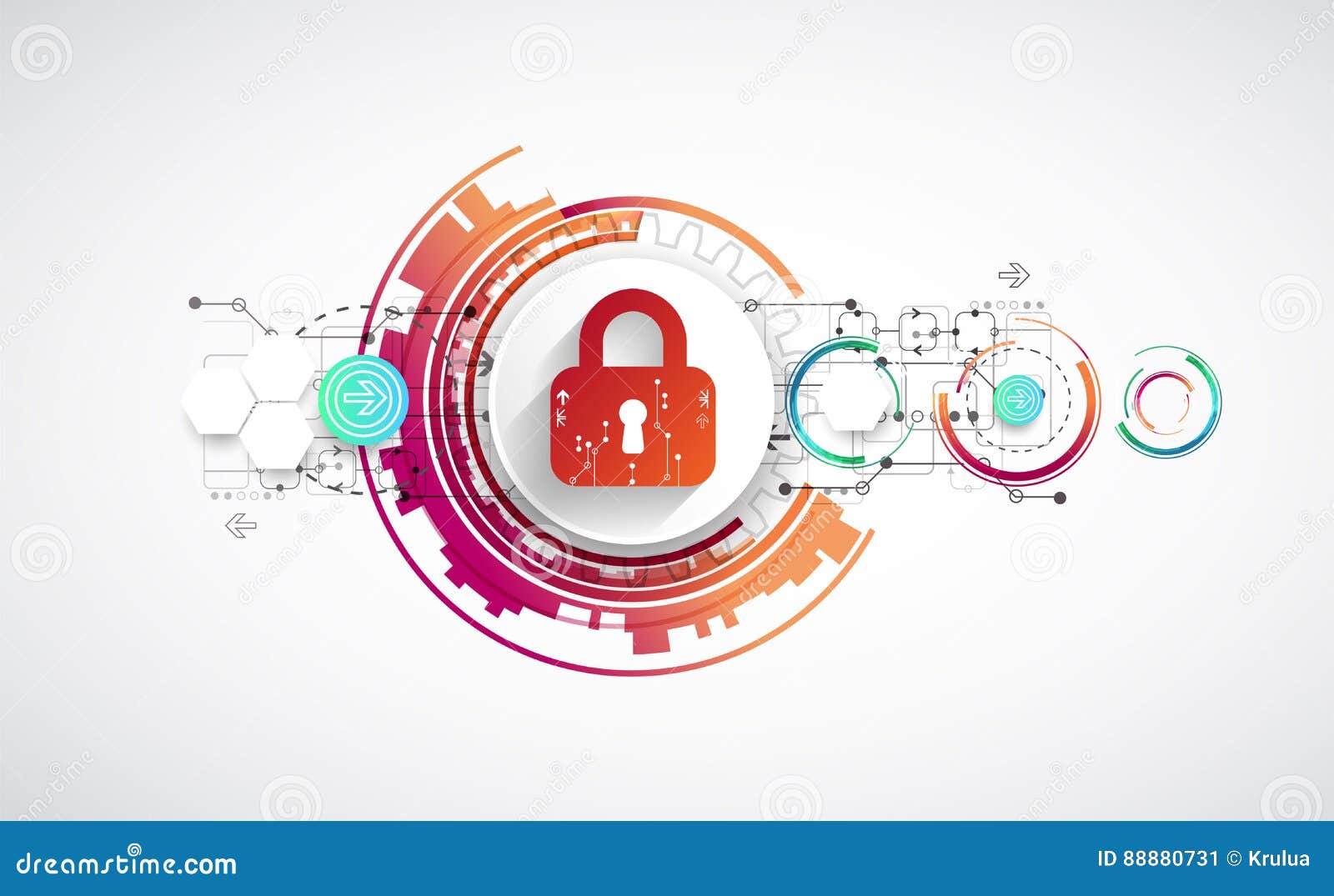 Protection Background. Technology Security, Encode And Decrypt, Cartoon ...