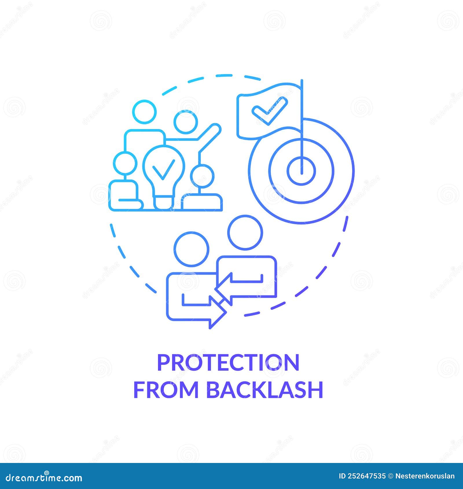 Protection From Backlash Blue Gradient Concept Icon Cartoon Vector ...