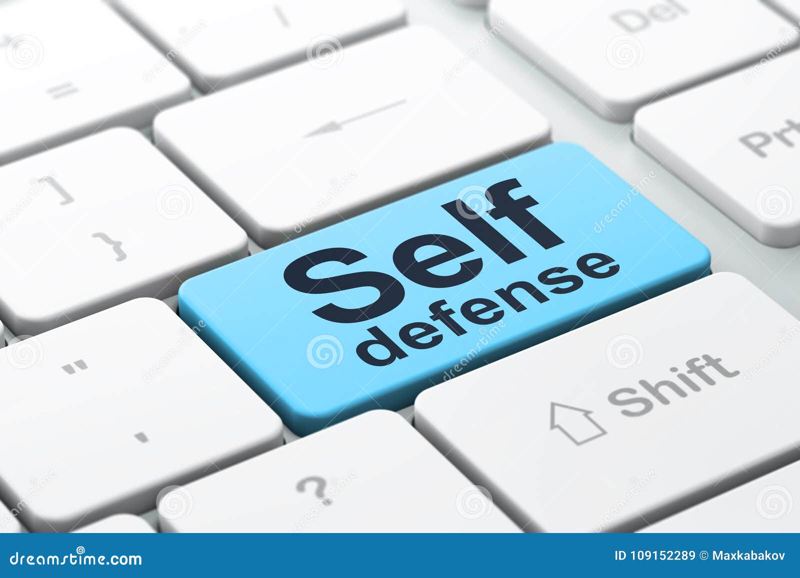 Protection Concept: Self Defense on Computer Keyboard Background Stock ...