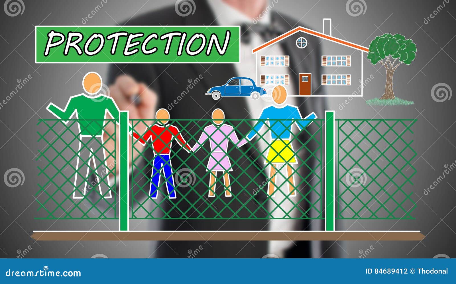 Protection Concept Drawn by a Businessman Stock Photo - Image of ...