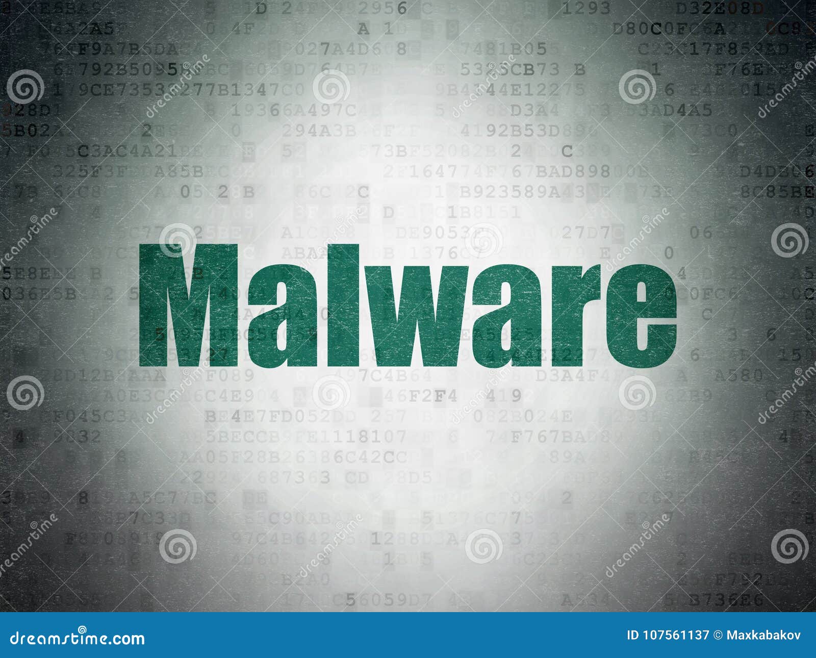 Protection Concept: Malware on Digital Data Paper Background Stock ...