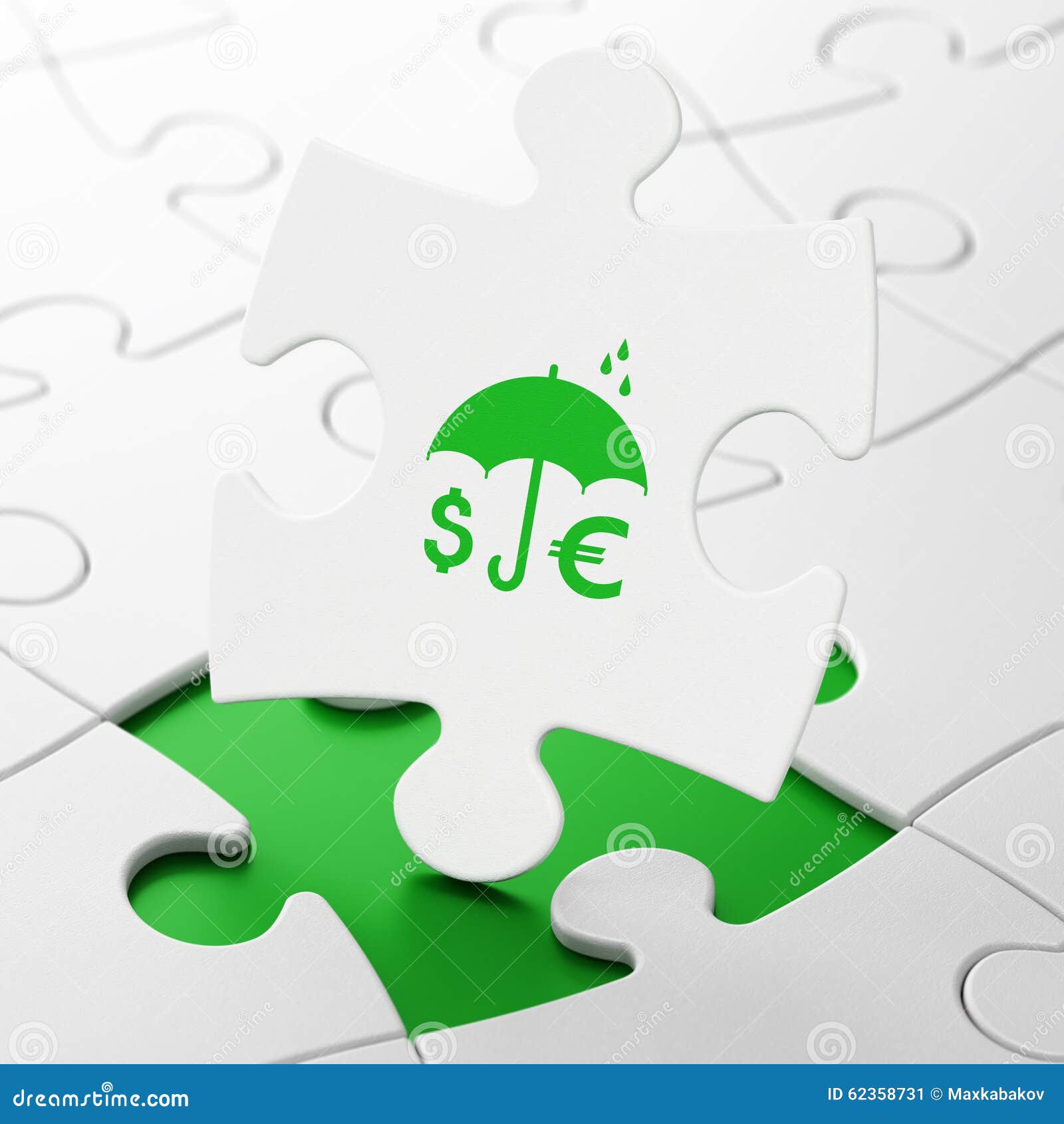 Protection Concept: Money and Umbrella on Puzzle Stock Illustration ...