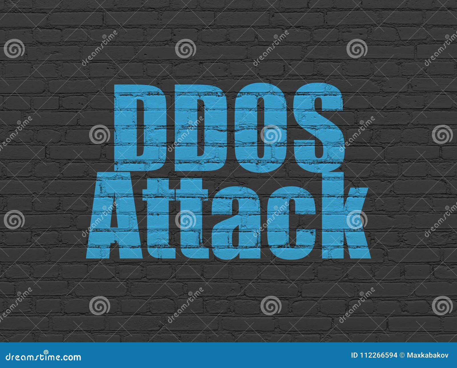 Protection Concept: DDOS Attack on Wall Background Stock Illustration ...