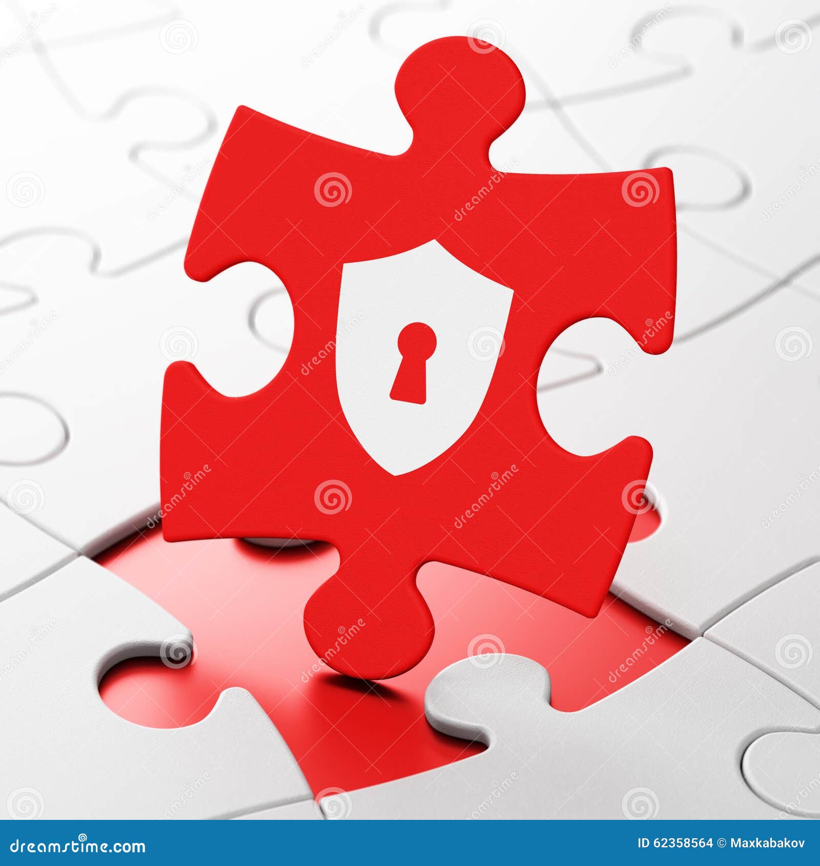 Protection Concept: Shield with Keyhole on Puzzle Stock Illustration ...