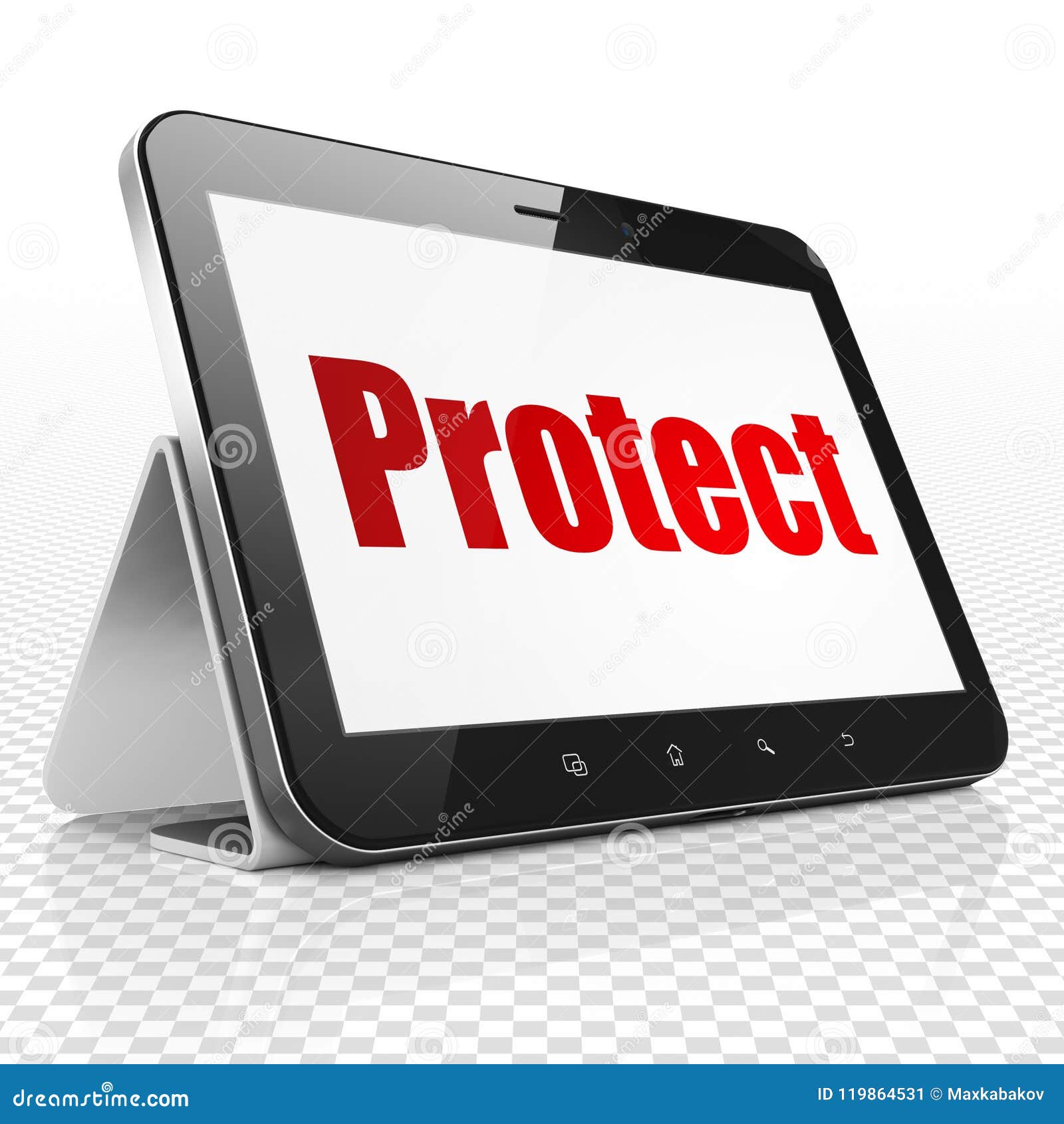 Protection Concept: Tablet Computer with Protect on Display Stock ...