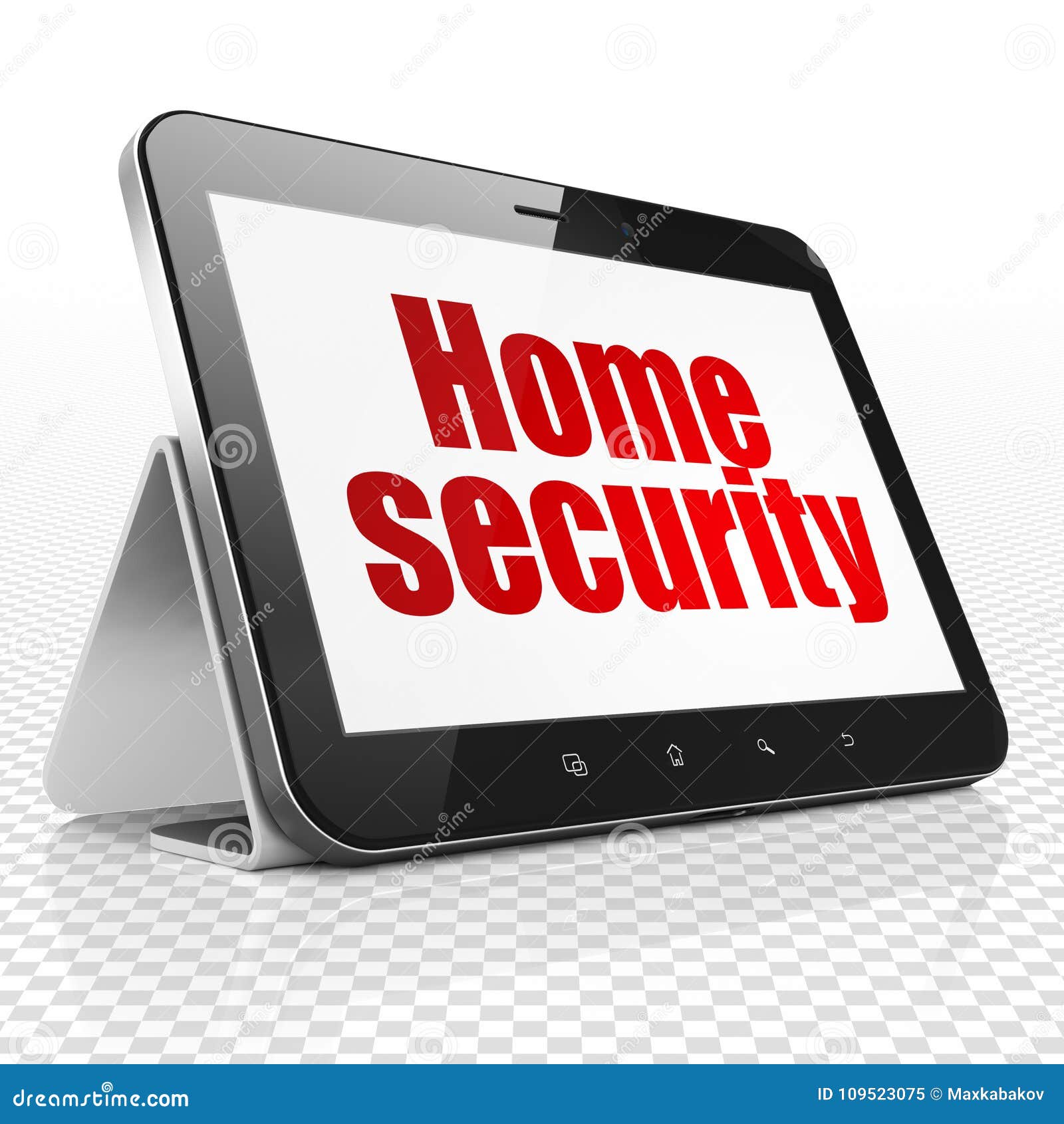 Protection Concept: Tablet Computer with Home Security on Display Stock ...
