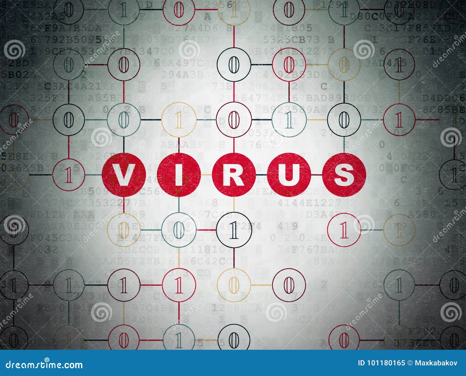 Protection Concept: Virus on Digital Data Paper Background Stock ...