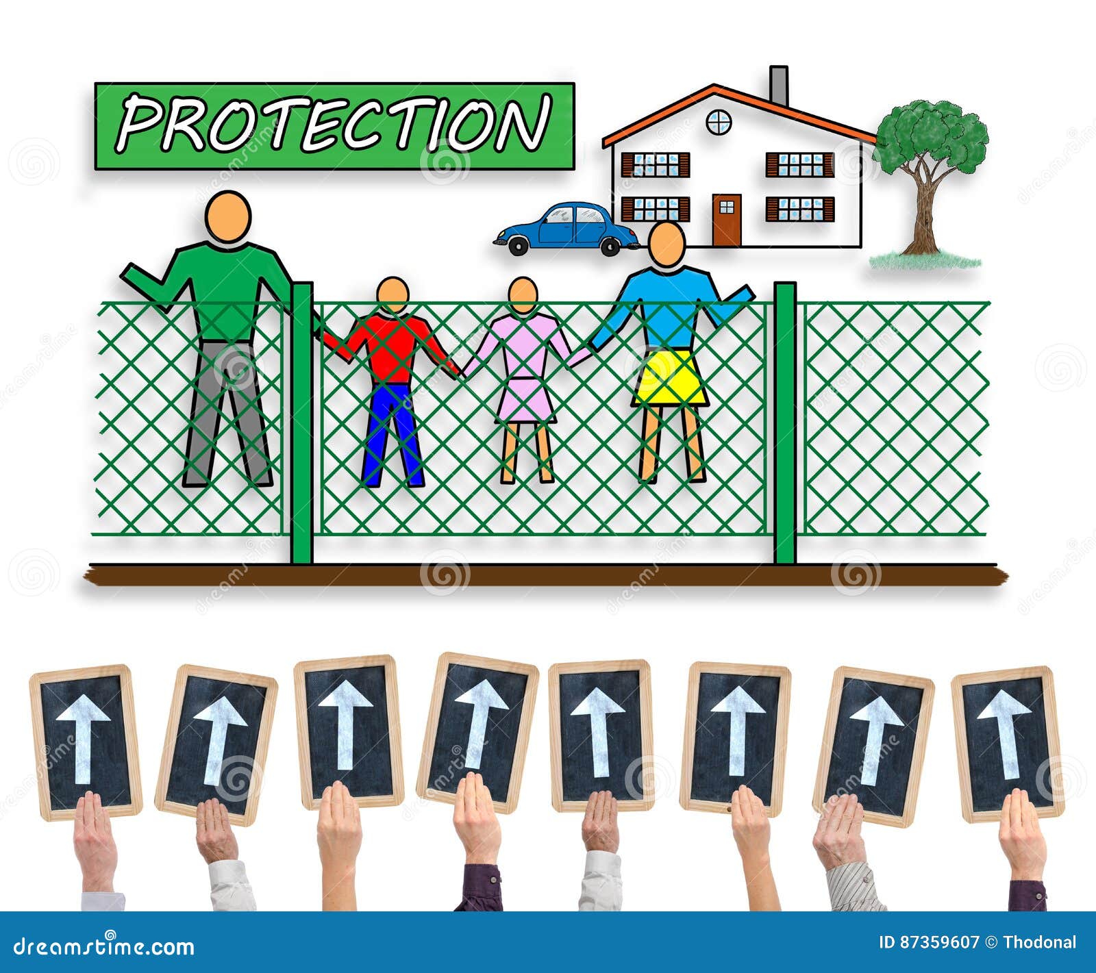 Protection Concept on a Whiteboard Stock Illustration - Illustration of ...