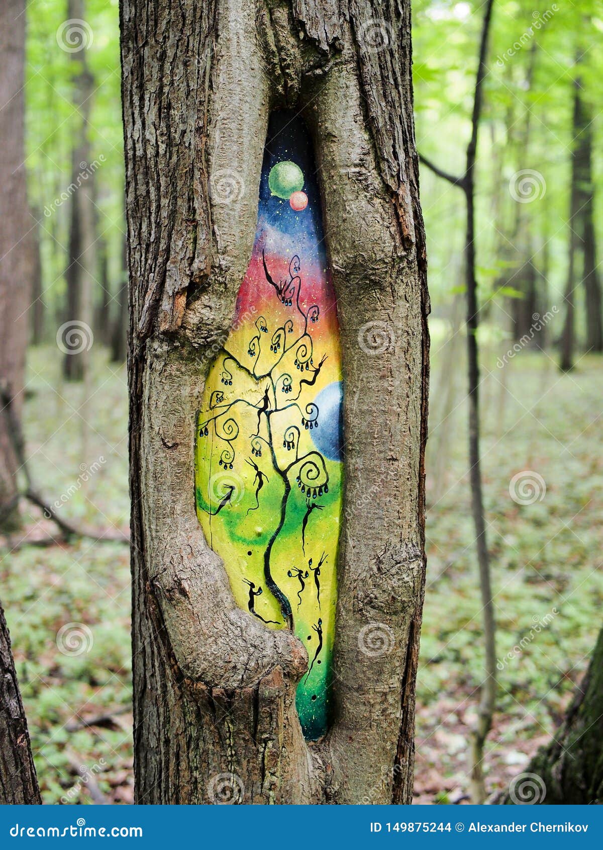Protection of the Damaged Tree Trunk with Special Paints. Stock Photo ...