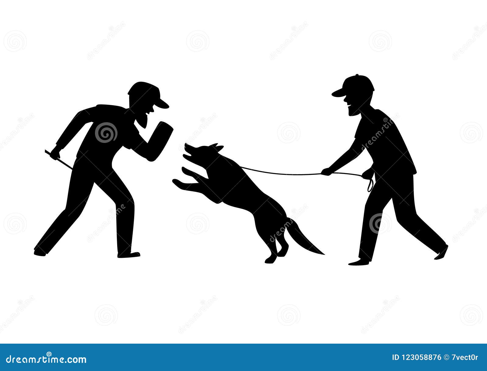 Protection Dog Training Exercise Silhouette Stock Vector - Illustration ...