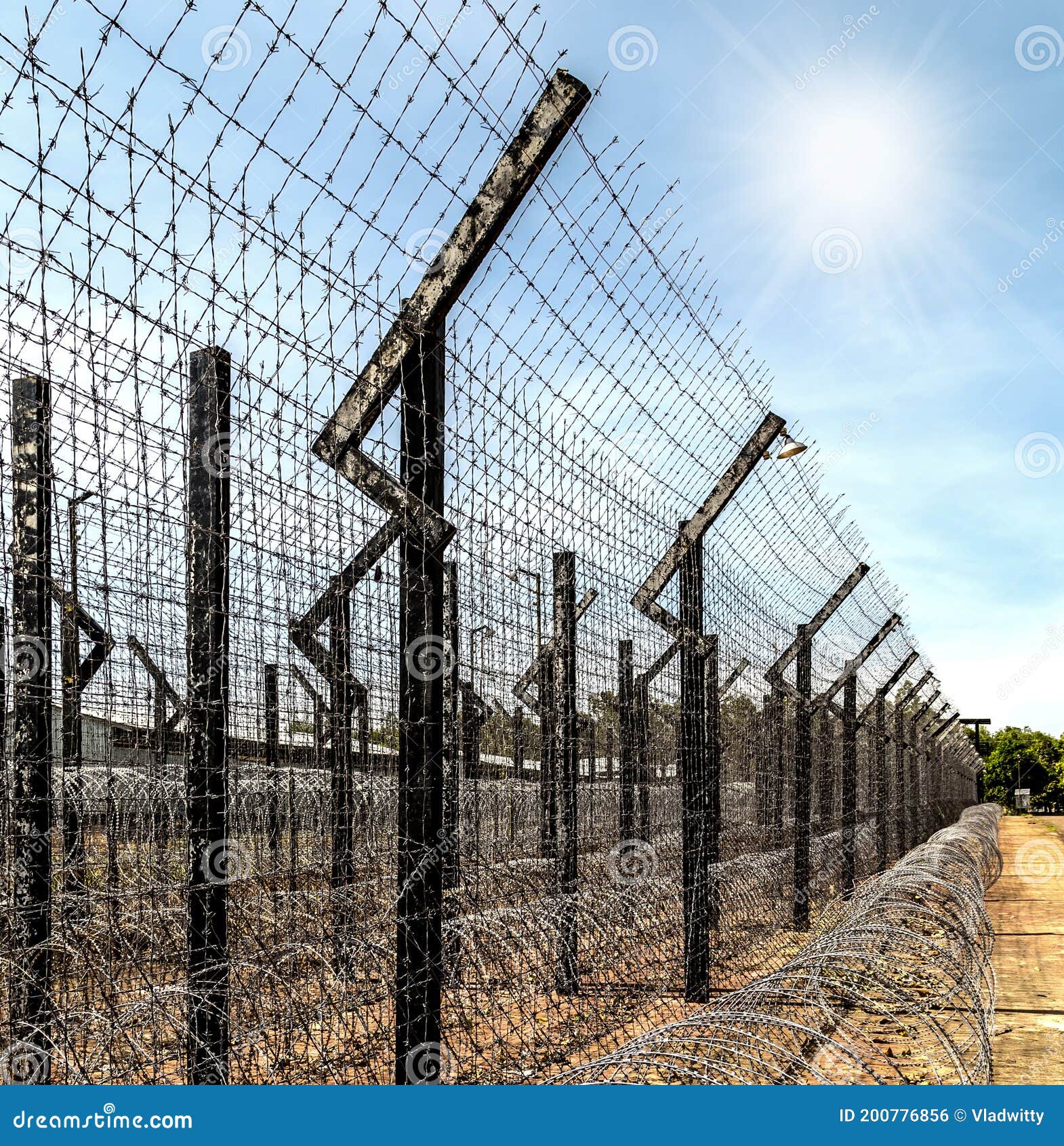 Protection Fence is Electrified of the Prison. of the Prison Stock ...