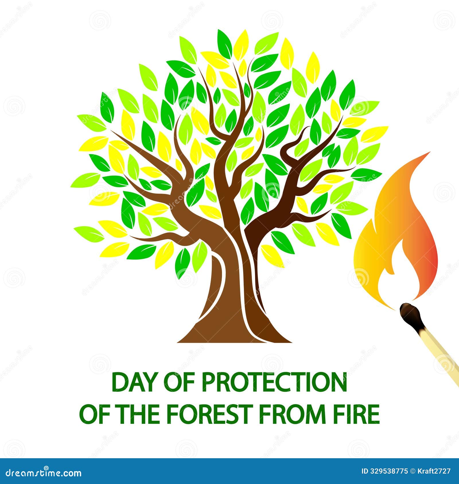 Protection Forest from Fire Burning Match Tree Stock Vector ...