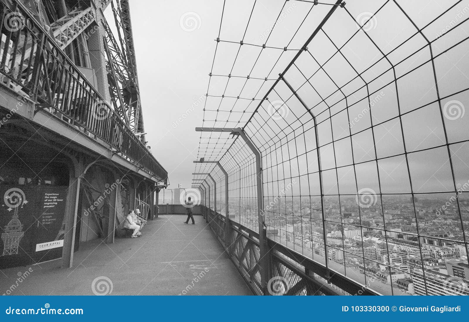 Protection Gate of Eiffel Tower in Paris - Infrared View Editorial ...