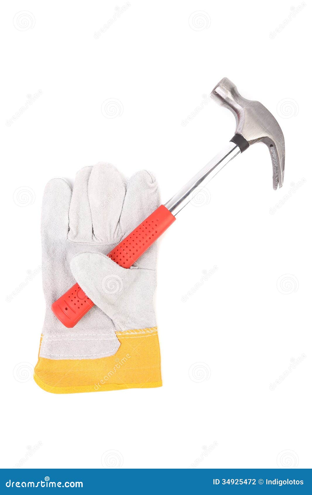 Protection Glove Holding Hammer. Stock Photo - Image of industry ...