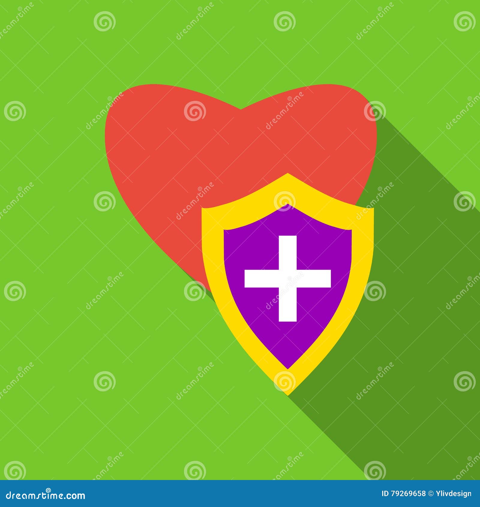 Protection Heart Icon, Flat Style Stock Vector - Illustration of ...