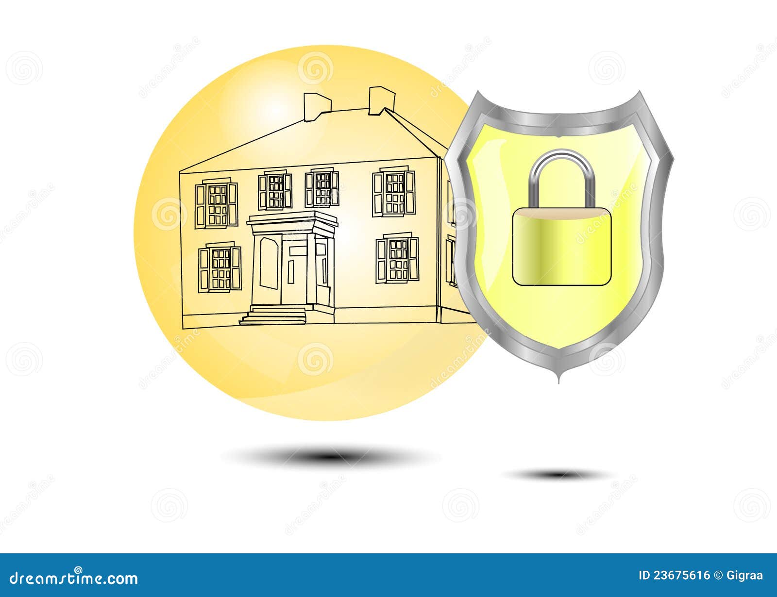 Protection of a House with Shield Stock Illustration - Illustration of ...