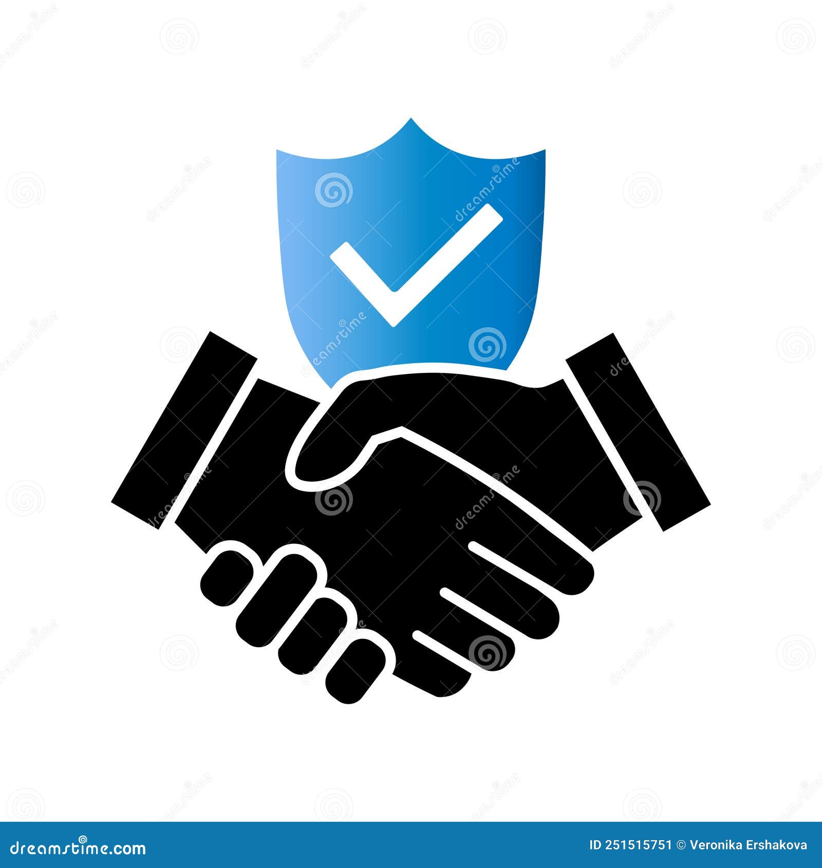Shield With Handshake Icon, Reliability, Business Protection, Flat Symbol Vector Illustration ...