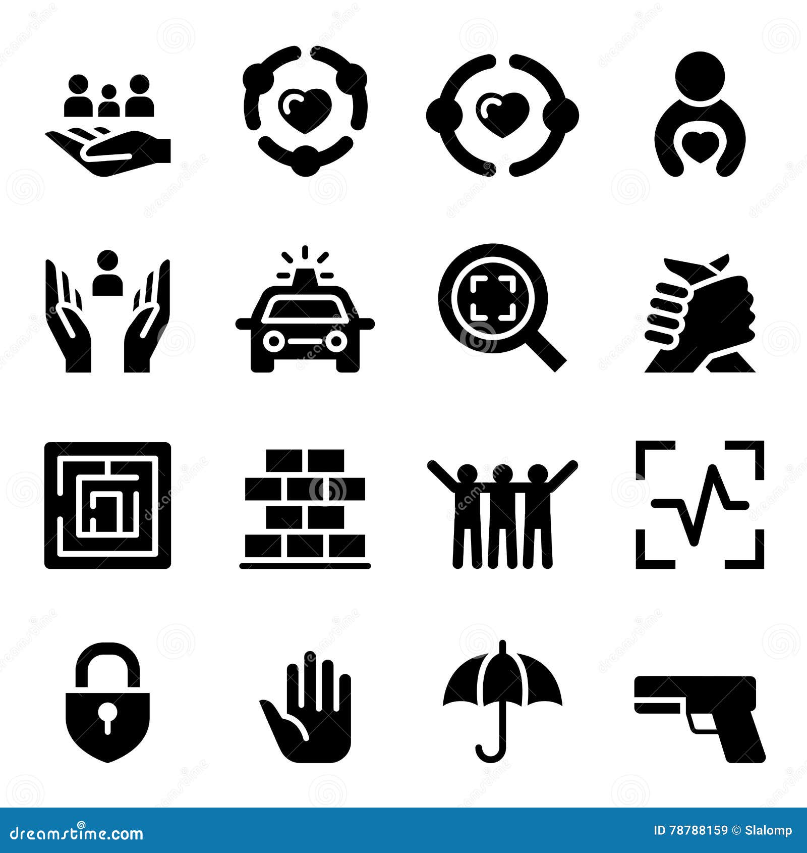 Protection icon set stock illustration. Illustration of black - 78788159