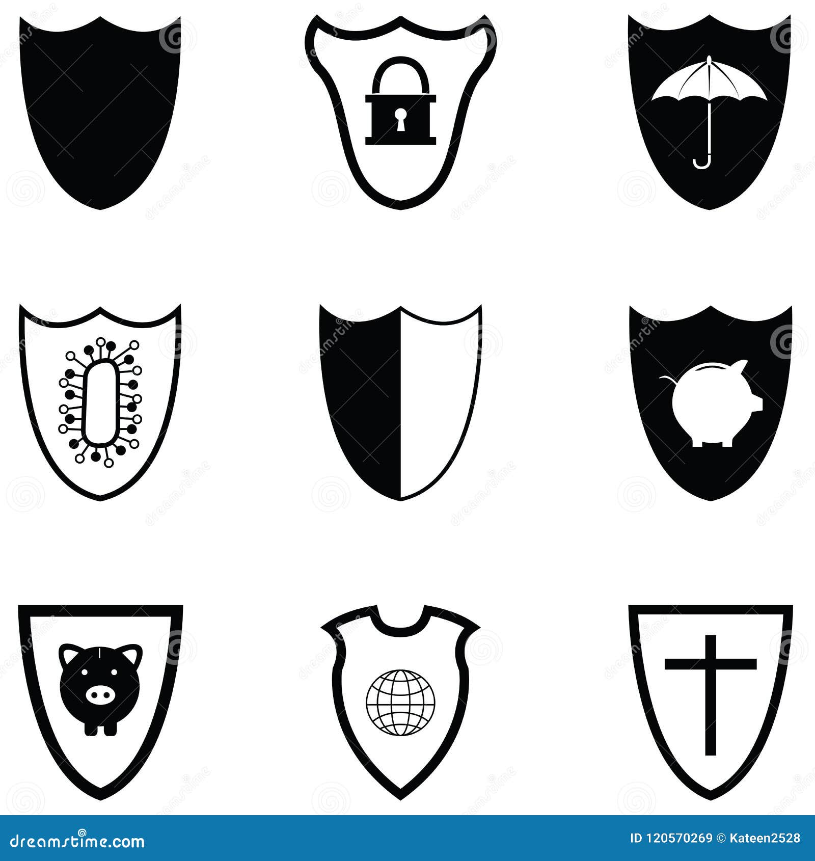 Protection icon set stock vector. Illustration of graphic - 120570269