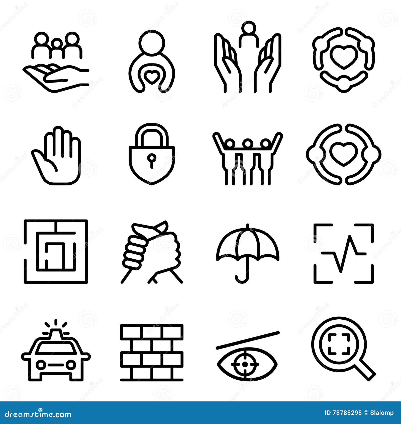 Protection Icon Set in Thin Line Style Stock Illustration ...
