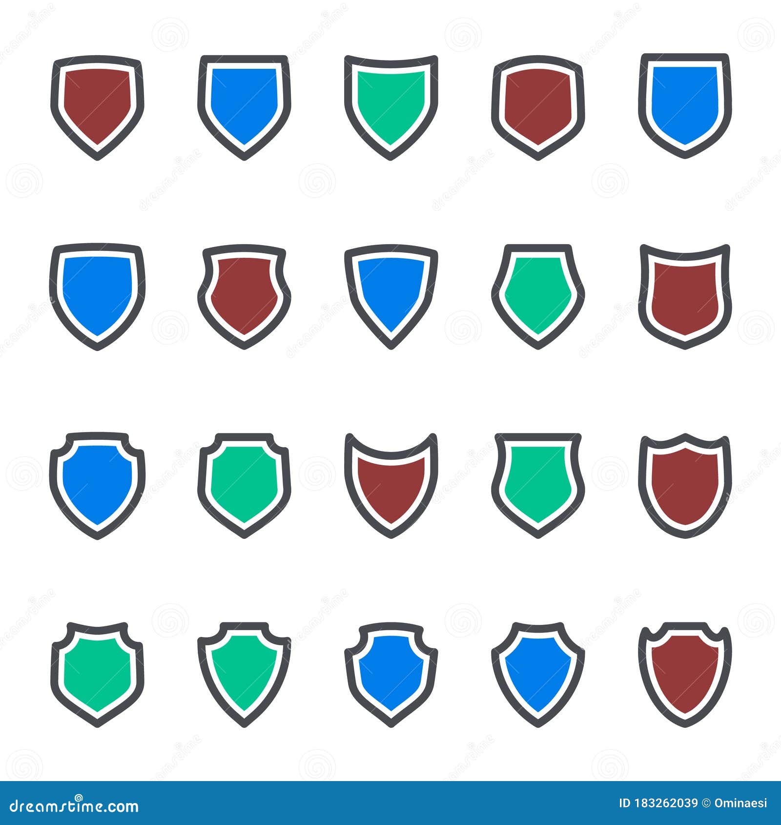 Protection Icons Shield Collection Silhouette Design Vector ...