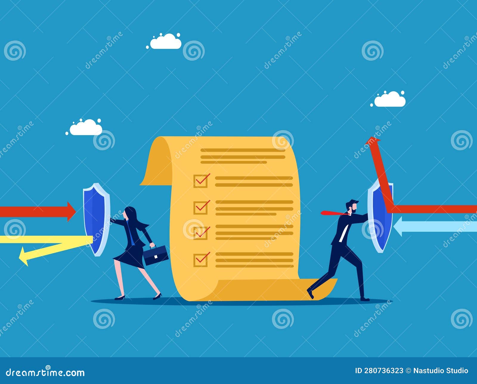 Protection or Insurance Rules. Business Team Holding Shield To Protect ...