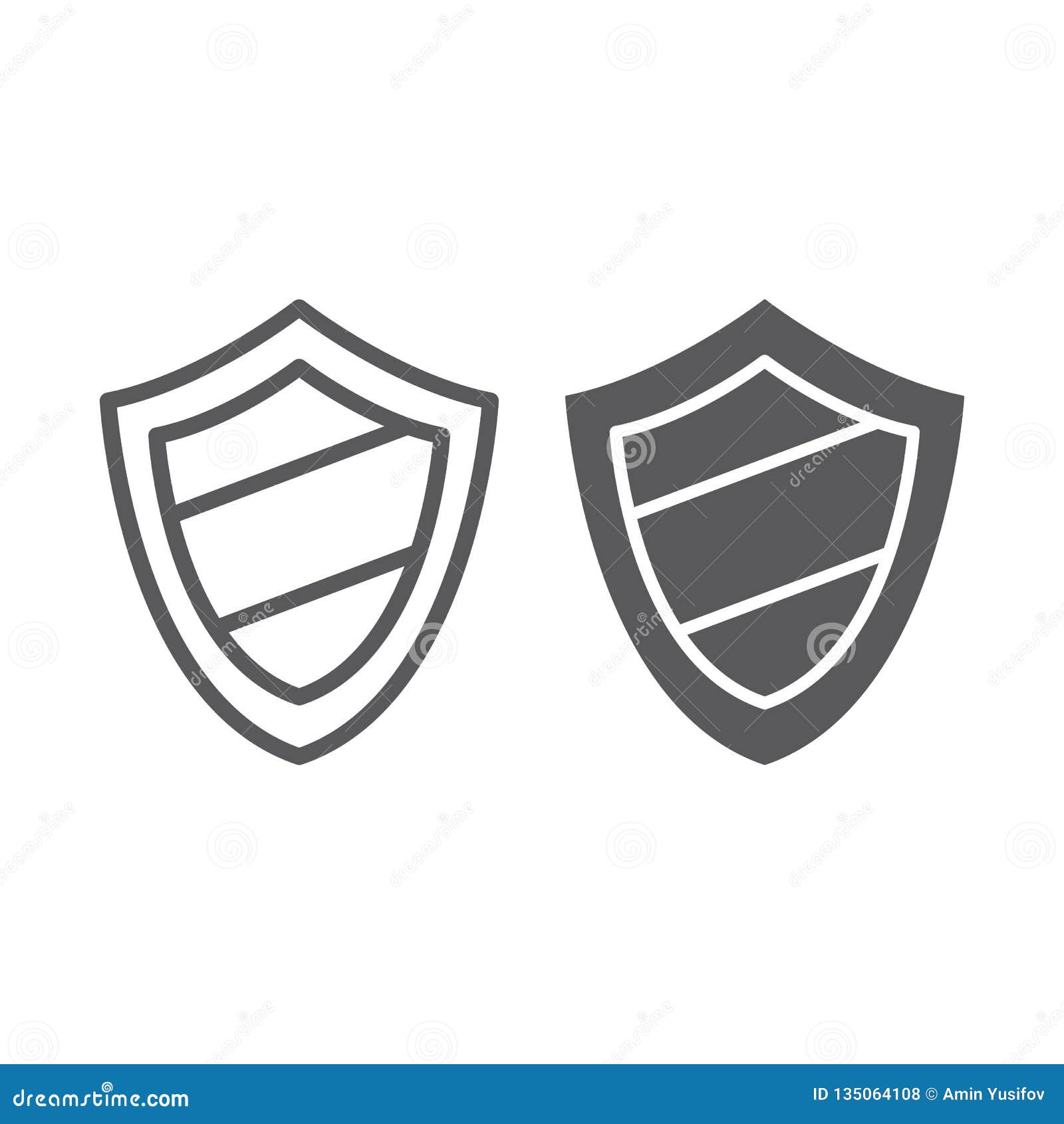 Protection Line and Glyph Icon, Guard and Safety, Shield Sign, Vector ...