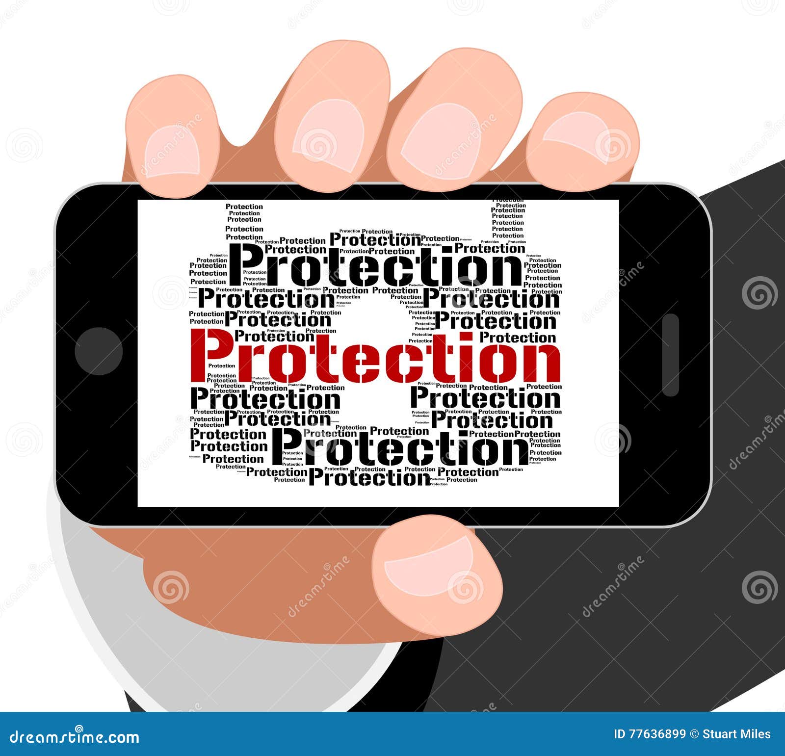 Protection Lock Shows Secure Password and Wordcloud Stock Illustration ...