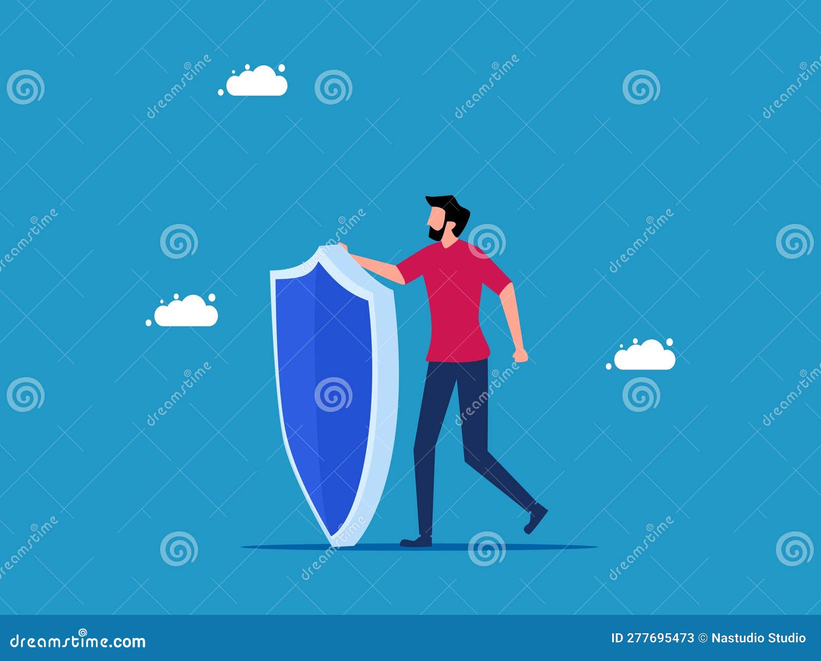 Protection. Man Standing with a Shield Vector Stock Vector ...