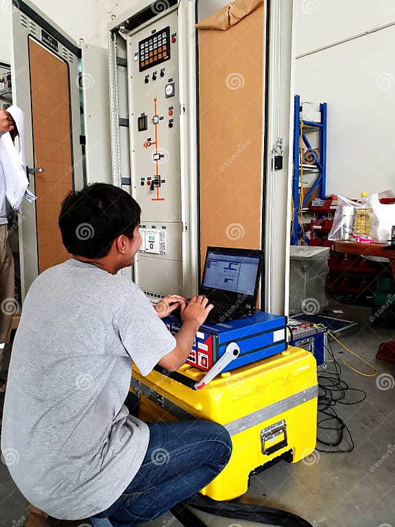 Protection Relay and Function Testing by the Electrical Engineer Stock ...