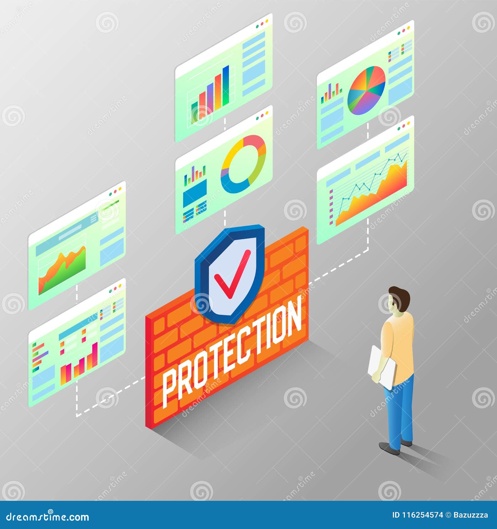 Protection Reports Vector Isometric Flow Chart Stock Vector ...