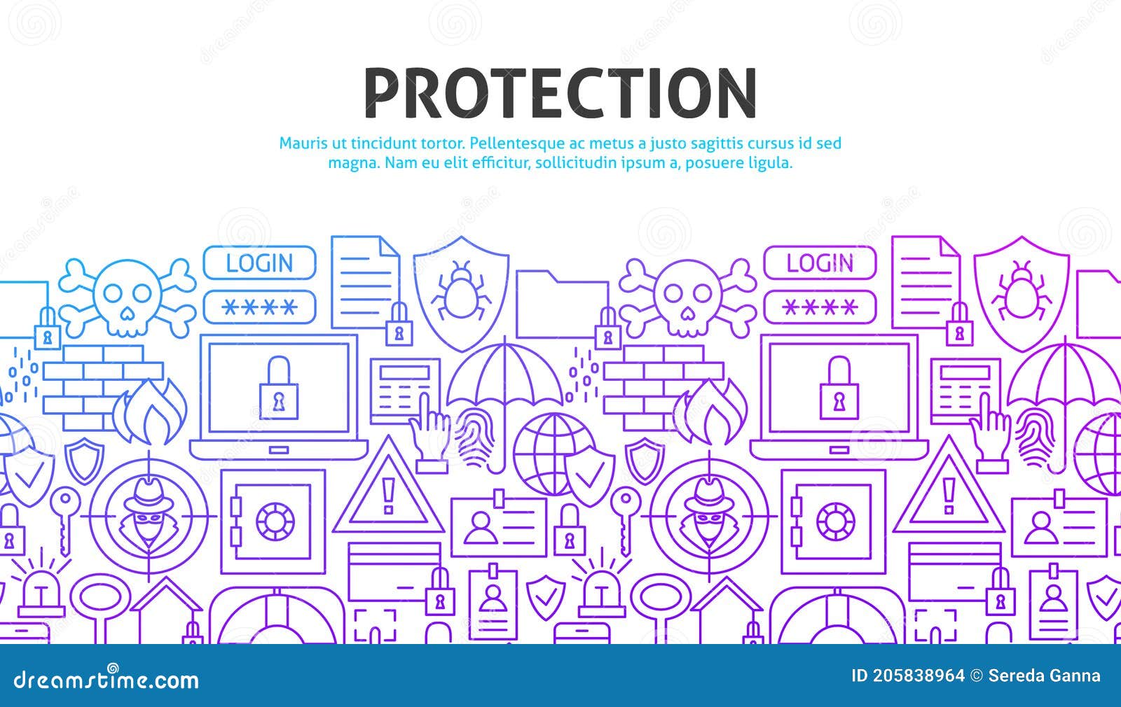 Protection Secure Concept stock vector. Illustration of background ...