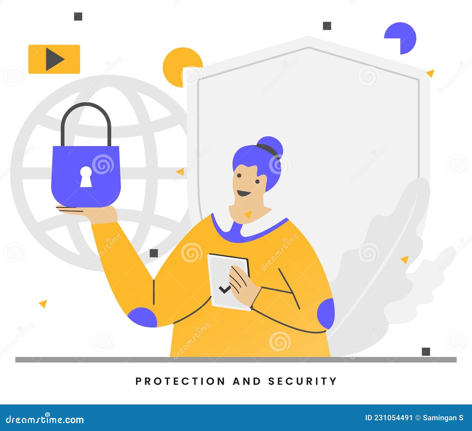 Flat Vector Illustration Protection and Security Data Concept Stock ...